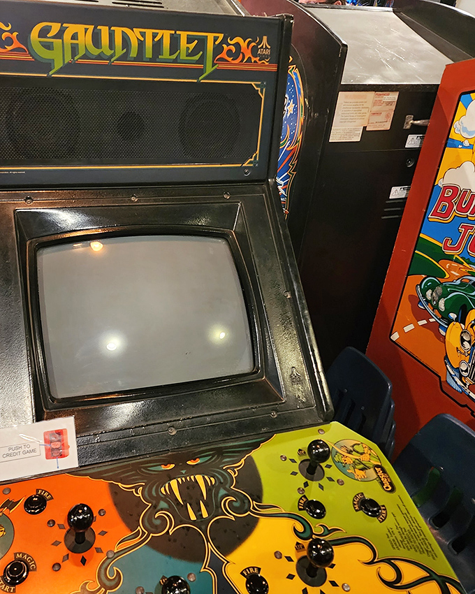 Gauntlet's faded control panel has absorbed thousands of hours of button-mashing intensity. "Warrior needs food badly" indeed&mdash;and I need just one more game.