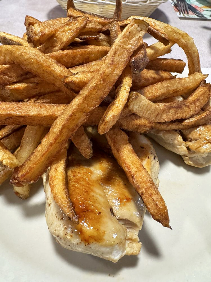 Proof that Belgrade Gardens isn't just a one-trick pony&mdash;grilled chicken and hand-cut fries for those who (inexplicably) skip the fried version.