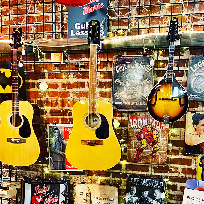 Rock star dreams line these walls. Whether you're a seasoned guitarist or just want to look cool holding one, there's a six-string waiting.