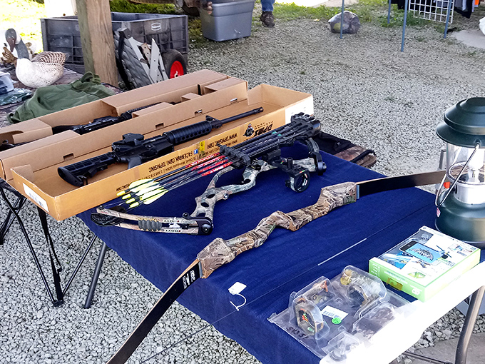 The sportsman's corner features enough gear to outfit a small hunting expedition or the opening scene of an action movie.