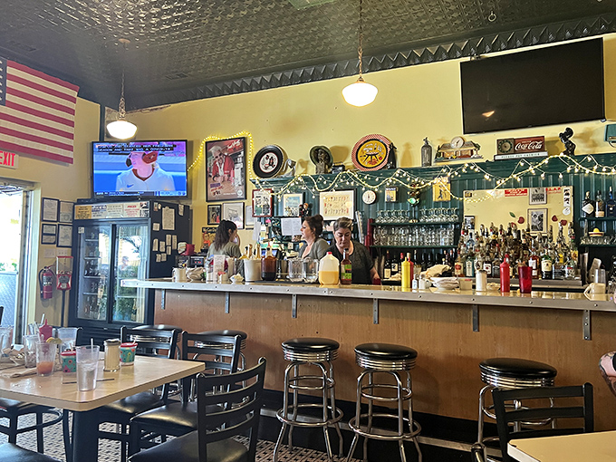The bar where everybody might not know your name yet, but they're willing to learn it. American flags and sports on TV—the universal language of neighborhood joints.