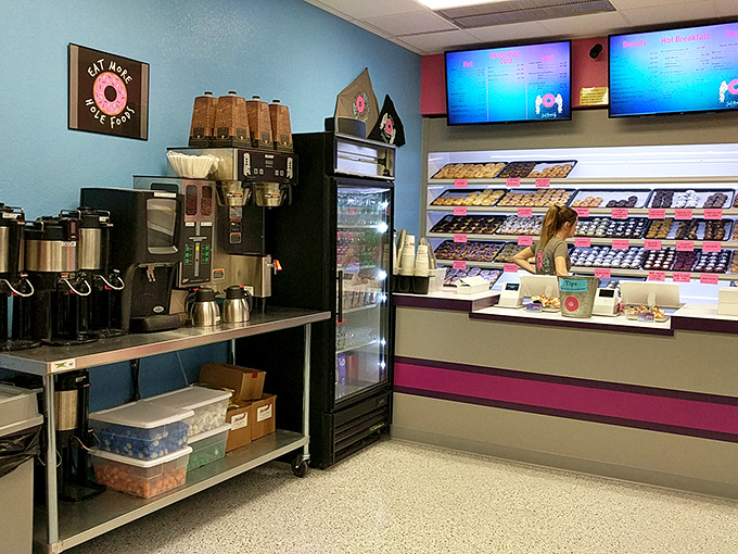The coffee station stands ready for duty &ndash; because what's a great donut without its faithful companion, caffeine?