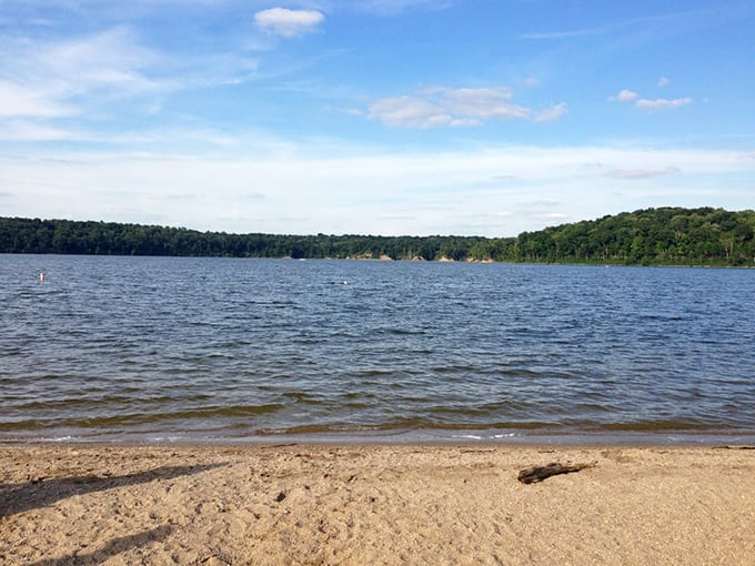 Beach therapy doesn't require an ocean. This sandy shore offers the perfect stage for sandcastle architects and toe-dipping philosophers alike.
