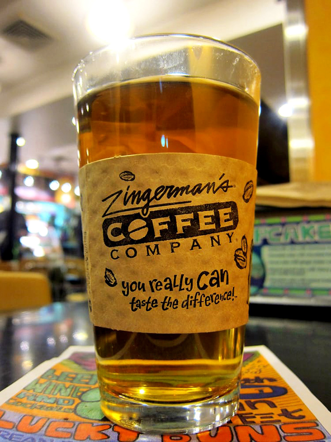 Their tea isn't just steeped; it's an education in flavor, served in a glass that proudly announces its Zingerman's heritage.