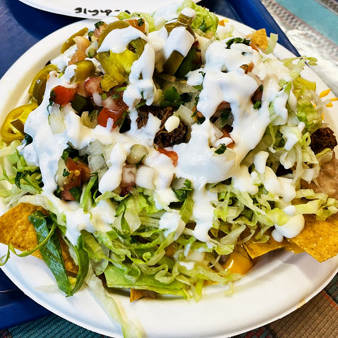 Nachos that solve the eternal chip-to-topping ratio debate once and for all. Every chip gets its fair share of the good stuff.