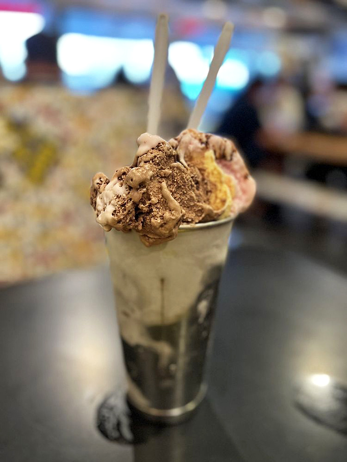 This shake defies gravity and possibly several laws of physics with its towering ice cream glory.