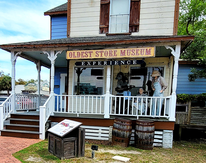 The Oldest Store Museum's weathered porch and vintage displays offer a charming time capsule of American commerce before Amazon changed everything.