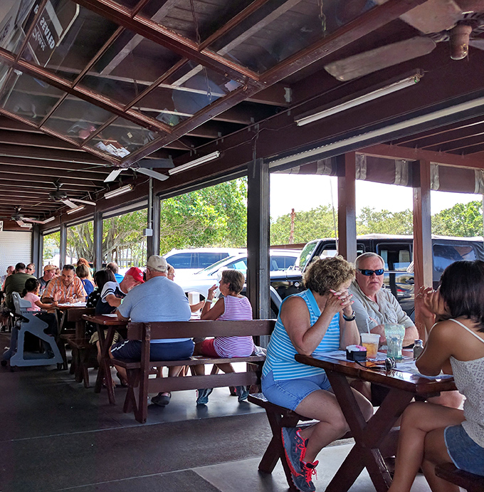 The outdoor seating area proves that sometimes the best dining rooms have no walls&mdash;just fresh air, good company, and the promise of smoked fish.