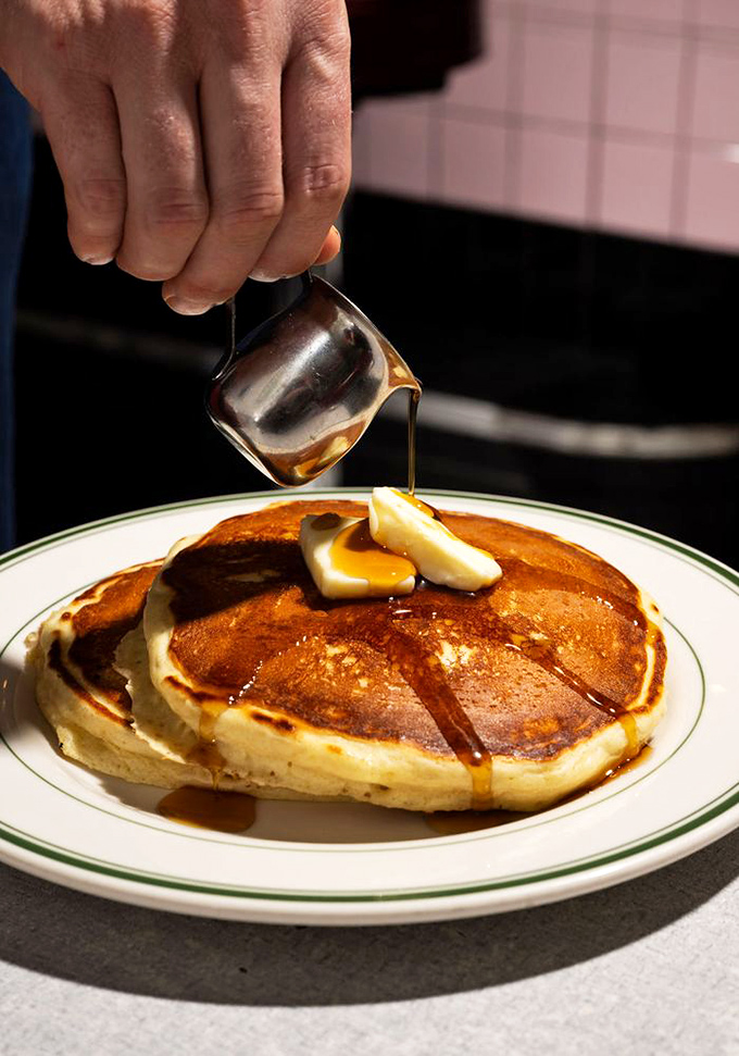 The ceremonial pouring of maple syrup&mdash;a sacred breakfast ritual that transforms good pancakes into the reason you'll need a nap by noon.