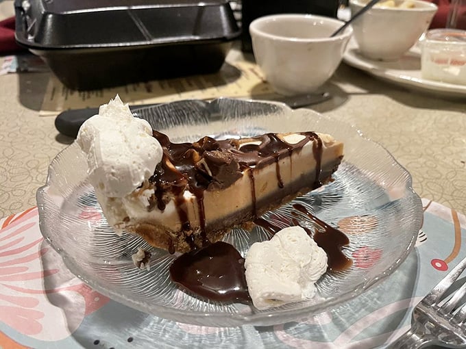 Peanut butter pie that makes grown adults close their eyes and momentarily forget about their cholesterol numbers. Worth every creamy calorie.