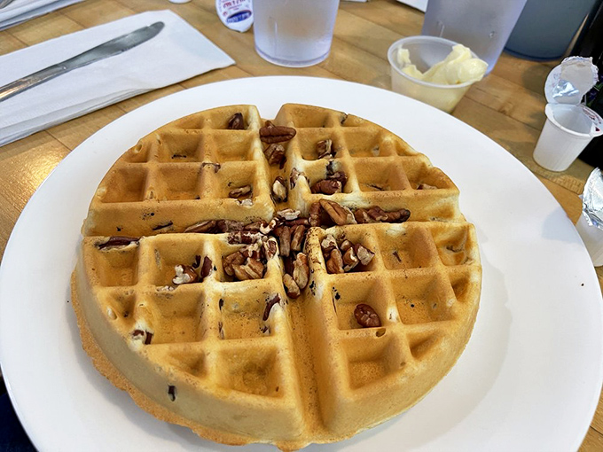The pecan waffle &ndash; where crispy meets nutty in a breakfast symphony that makes you wonder why you'd ever settle for toast again.