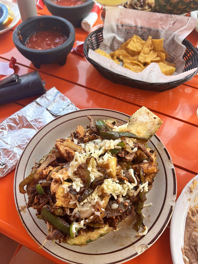 A tropical creation that transforms a simple pineapple into a vessel of culinary adventure. Part fruit, part fajita, all delicious.