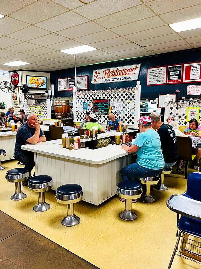 The restaurant counter where Pennsylvania Dutch cooking traditions live on and calories don't count because you're "experiencing local culture."