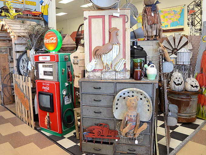 That vintage Coca-Cola machine isn't just decoration&mdash;it's the superhero origin story of modern convenience, with a rooster guardian.