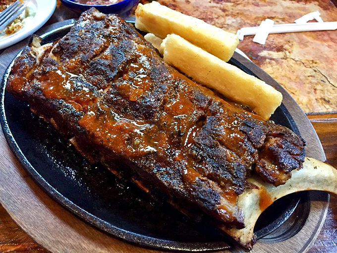 These ribs don't just fall off the bone&mdash;they practically leap into your mouth, bringing along yucca fries as willing accomplices to deliciousness.