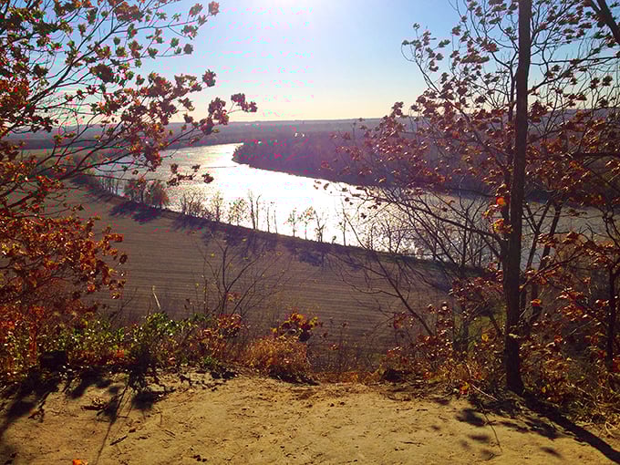 The Missouri River curves like a liquid ribbon through the landscape. This view reminds us why settlers chose this spot for Weston nearly two centuries ago.