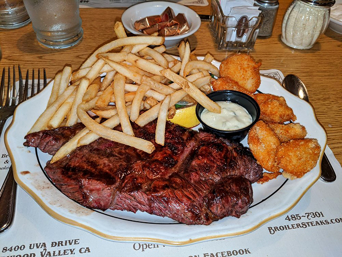 When you can't decide between land and sea, this plate says "why choose?" Crispy fries complete the trilogy of satisfaction.
