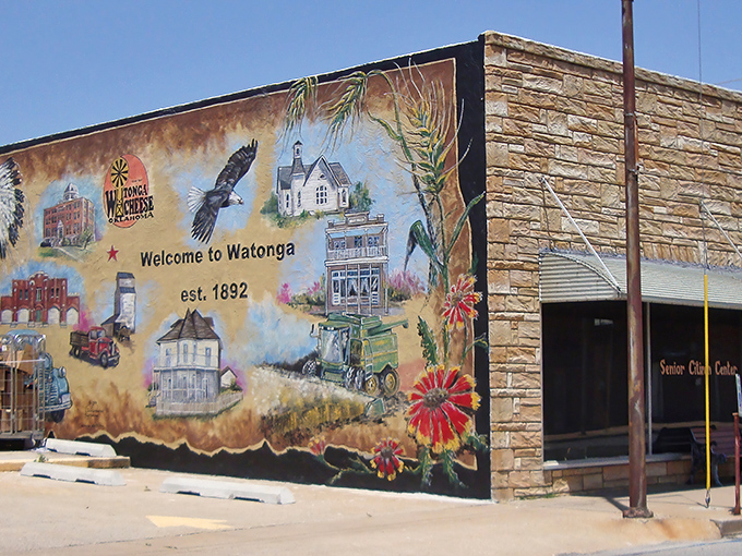 Watonga's community pride shines through vibrant murals depicting local heritage&mdash;public art that enriches the soul without depleting retirement savings.