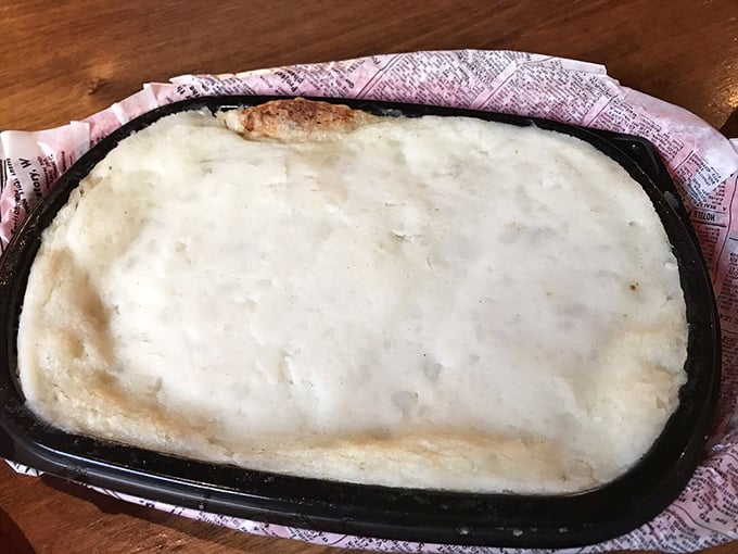 Shepherd's pie that looks so authentic you'll check your passport. That golden mashed potato crust is hiding treasures below.