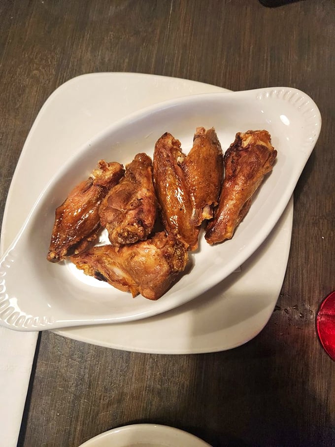 Wings with a mahogany shine so perfect, they could be in a barbecue museum if they weren't destined for better things.