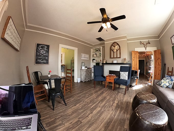 Cozy seating areas with thoughtful touches make you feel right at home &ndash; if your home happened to be stocked with world-class cheesecake.