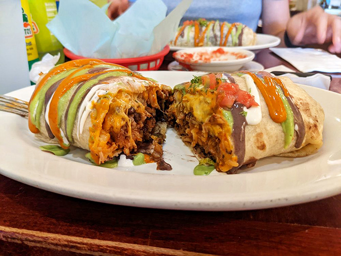 The cross-section reveals the truth&mdash;this isn't just a burrito; it's a carefully engineered flavor delivery system with perfect filling distribution.