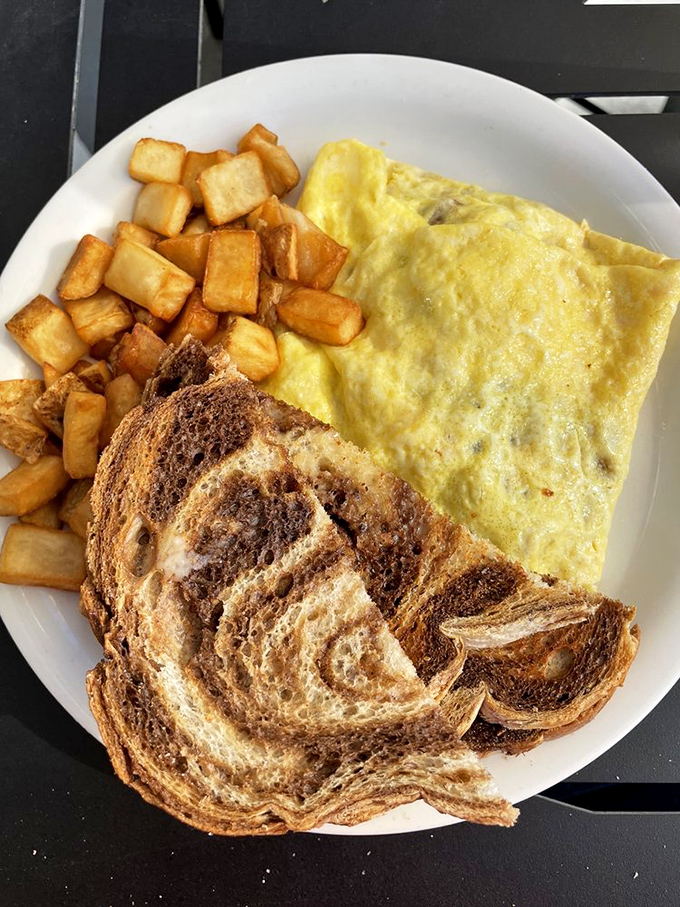 An omelet so perfectly executed it makes you wonder if there's a tiny French chef hiding in the kitchen.