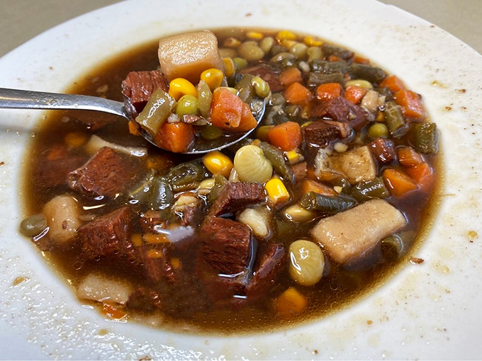 A spoonful of comfort in liquid form. This hearty vegetable beef soup could make even the coldest Pennsylvania winter day feel cozy.