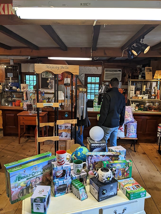 Even the wooden floors tell stories as visitors browse treasures both practical and whimsical. Every corner offers a new discovery.