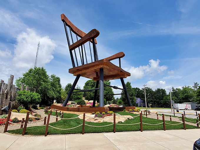 That rocking chair isn't playing around. It's so massive you half-expect to find Jack's giant sitting in it, taking a break from beanstalk climbing.