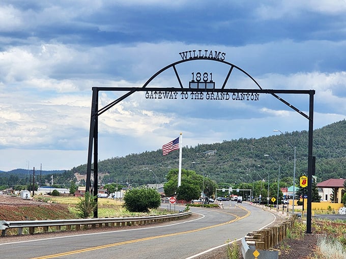 Williams, Gateway to the Grand Canyon since 1881, welcomes visitors with an arch that's equal parts Western grit and tourist-friendly charm.