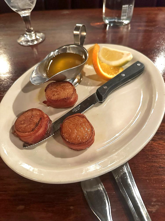 Bacon-wrapped scallops&mdash;proof that sometimes the best relationships are the simplest ones. Ocean meets farm in three perfect bites.