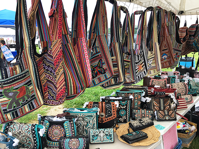 Textile treasures from faraway places! These vibrant bags bring global style to Ohio without the hassle of passport renewal.