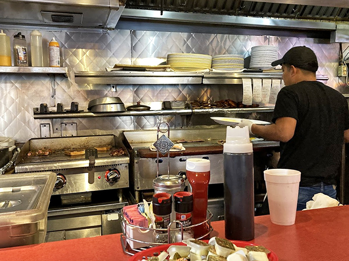 Where breakfast dreams come true &ndash; the kitchen counter at City Diner serves up plates of morning happiness.