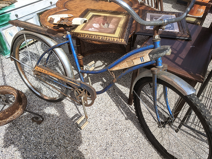 This vintage blue bicycle isn't just transportation&mdash;it's a time machine on wheels, ready to pedal some lucky buyer back to simpler days.