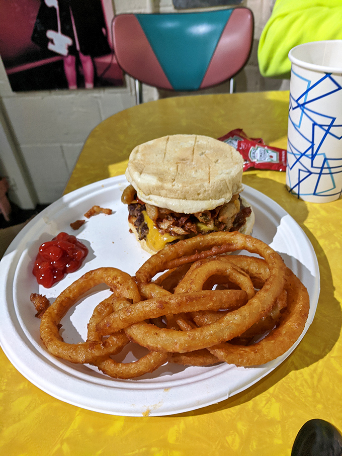 This breakfast sandwich with onion rings isn't just breaking rules&mdash;it's creating better ones. Breakfast and lunch just called a truce.