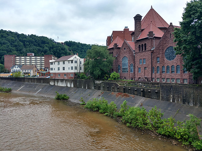 Stately architecture along the riverfront recalls Johnstown's industrial heyday. These buildings have witnessed history while adapting to changing times.