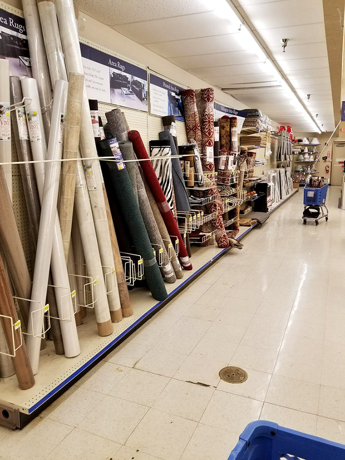 The carpet section: where floor coverings of every pattern and texture await their forever homes. Decorating decisions have never felt so weighty.