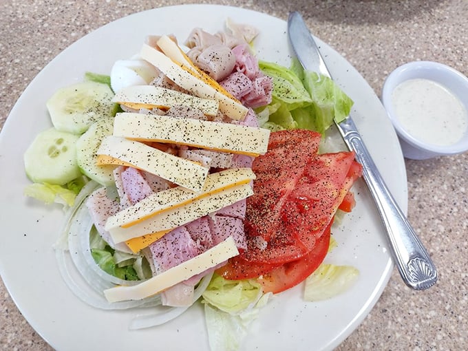 This chef salad isn't trying to be healthy&mdash;it's trying to be delicious. Mission accomplished with layers of meat, cheese, and vegetables playing perfectly together.