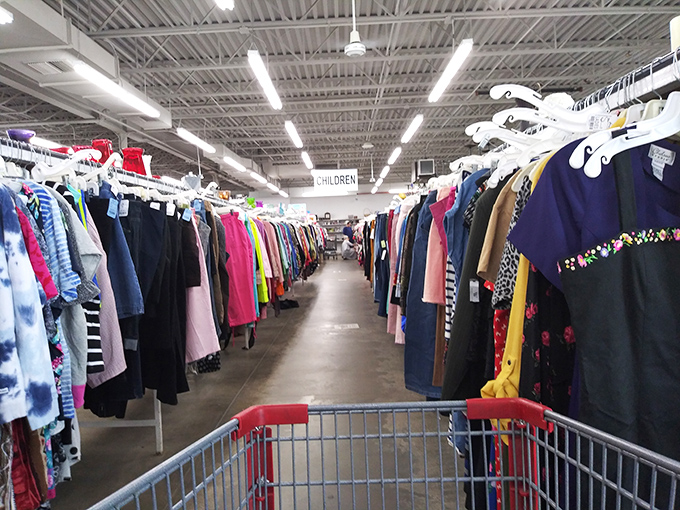 The children's section: where outgrown clothes find new adventures and parents find budget-friendly solutions to growth spurts.