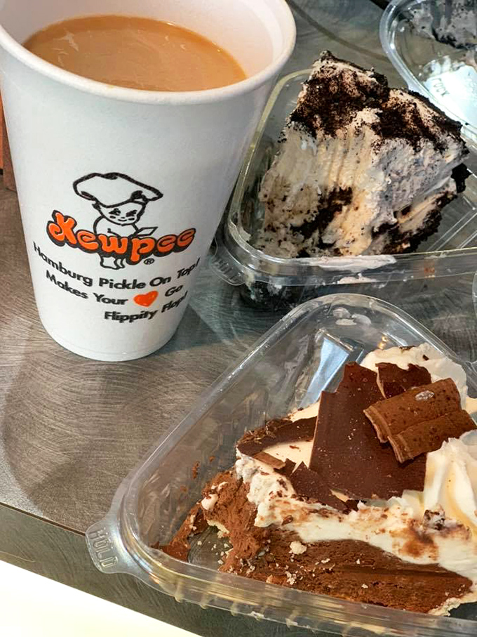 Chocolate cream pies and coffee—the kind of Midwestern power couple that makes you wonder why you'd ever waste calories on trendy desserts.