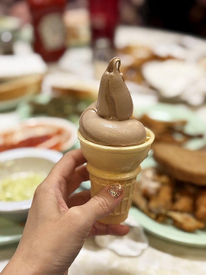Soft-serve simplicity that proves dessert doesn't need to be complicated. This chocolate swirl cone is the perfect full stop to a hearty meal.