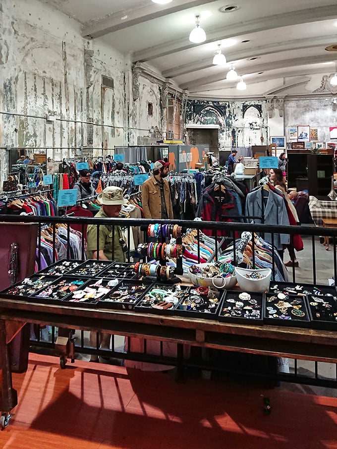 Jewelry hunters, prepare to lose track of time. Trays of potential treasures sit before racks of clothing where vintage gems hide among everyday offerings. 
