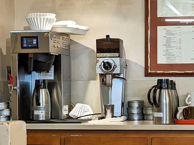 The coffee station stands ready for battle &ndash; because at The Pantry, caffeine isn't just a beverage, it's preparation for the flavor adventure ahead.
