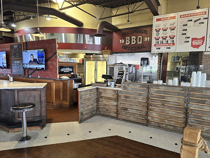 Where the magic happens—the ordering counter at Hoggy's combines rustic charm with the efficiency needed when hunger is at DEFCON 1.