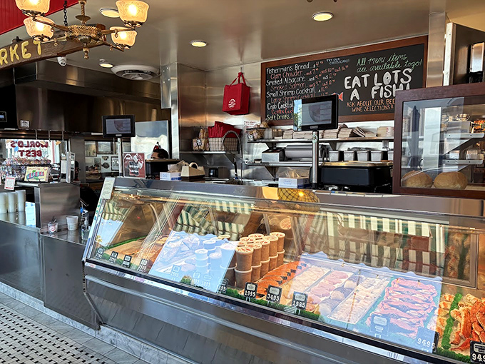 The fish market counter where locals have been securing their weekend dinner plans for generations.