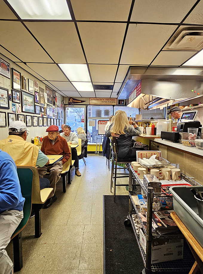 Morning democracy in action—retirees, workers, and everyone in between finding common ground over eggs and coffee. The breakfast club that requires no application.