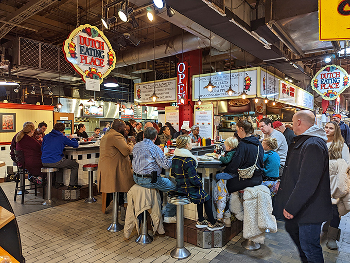 The counter seating isn't just efficient&mdash;it's theater in the round. Strangers become temporary friends united by the pursuit of perfect pancakes.