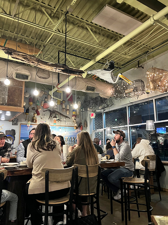 Happy diners prove that great food creates instant community, even among perfect strangers sharing tables.