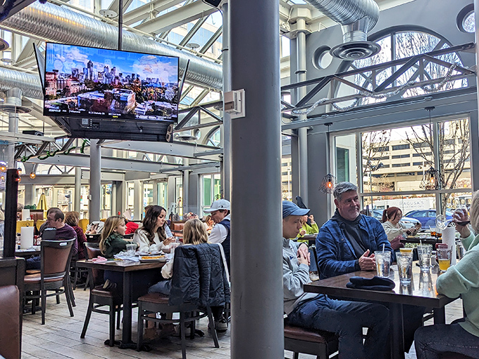 Not a phone in sight, just people living in the moment. This is what happens when the food is more interesting than Instagram.